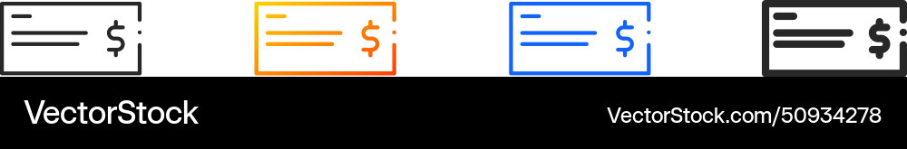 Bank check iconthin linear gradient blue stroke Vector Image