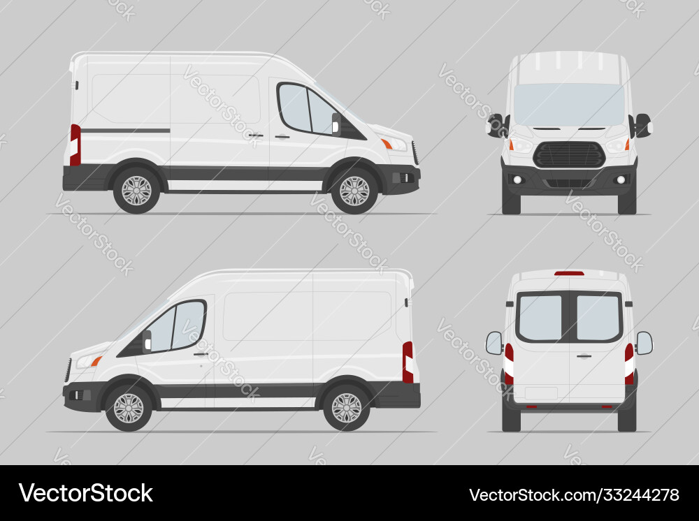 Commercial vehicle different view cargo van Vector Image