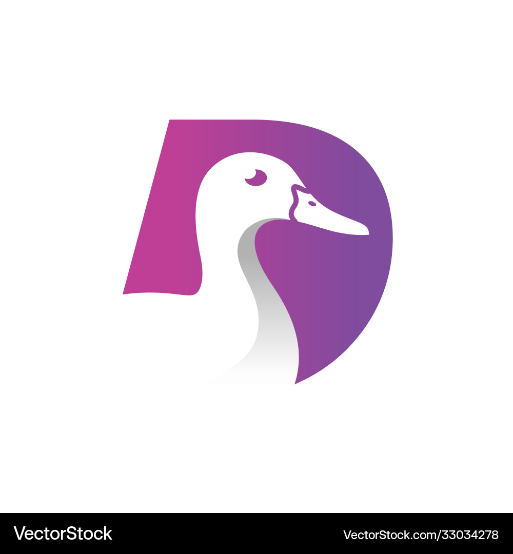 Duck logo with letter d Royalty Free Vector Image