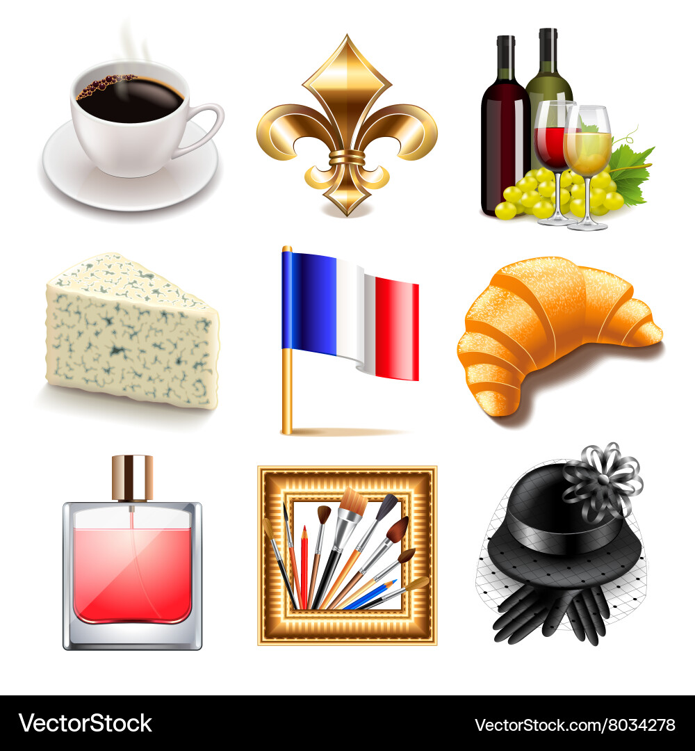 France icons set Royalty Free Vector Image - VectorStock