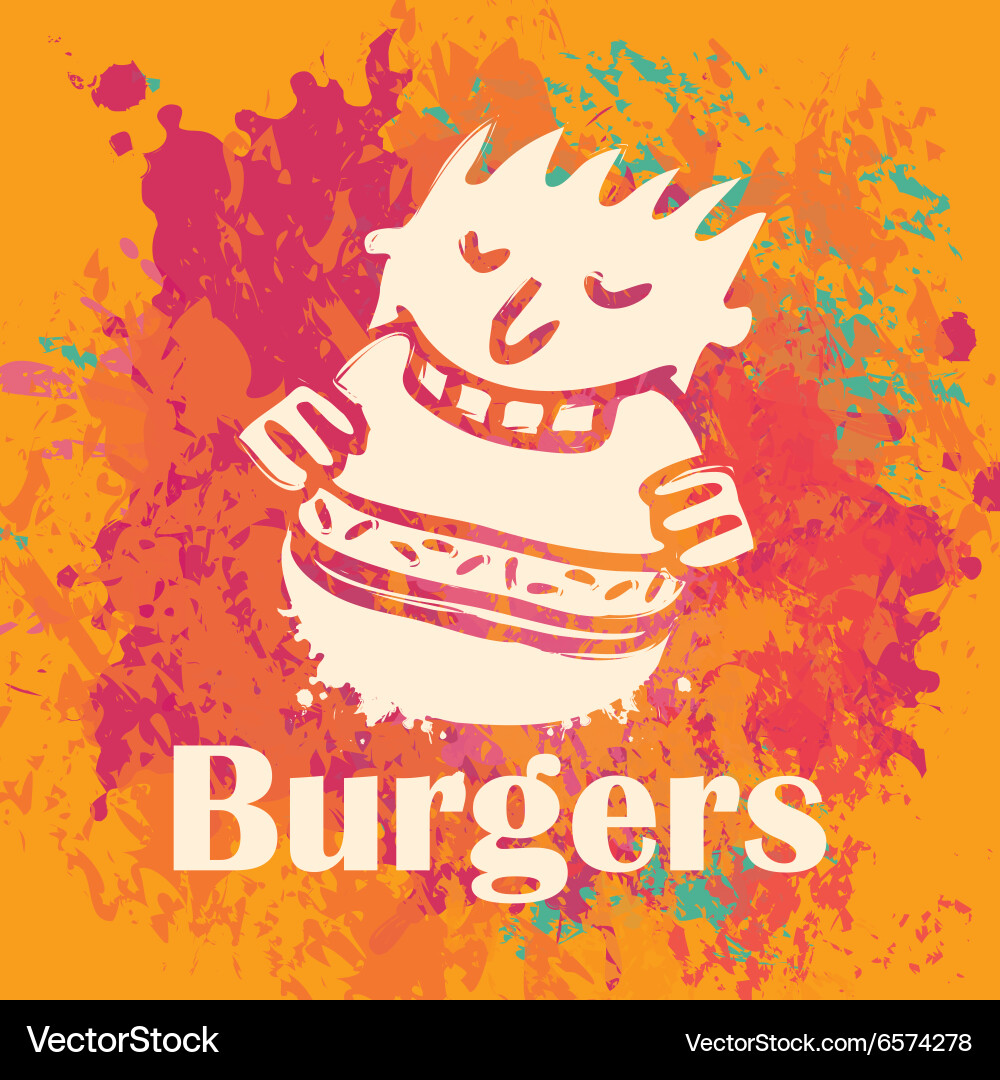 Man eating burgers Royalty Free Vector Image - VectorStock
