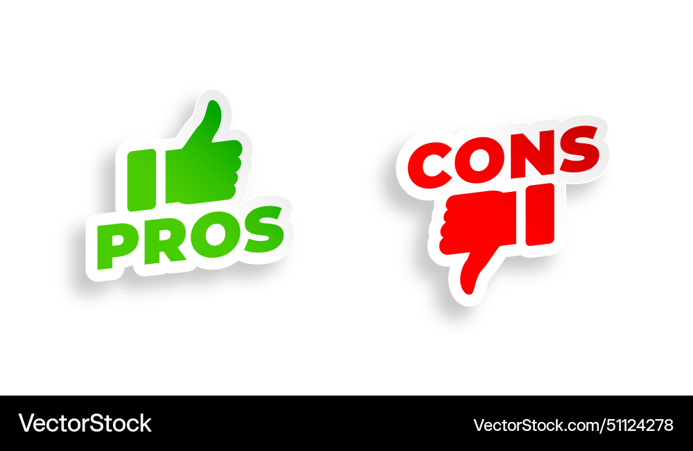 Modern pros and cons sign sticker design Vector Image