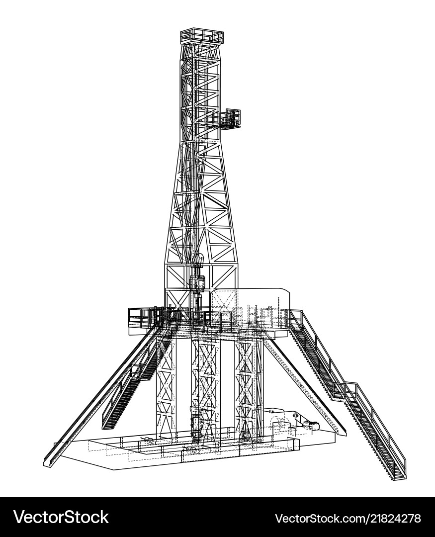 Oil rig concept rendering of 3d Royalty Free Vector Image