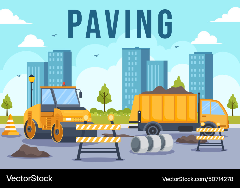 Paving with road construction and highway Vector Image