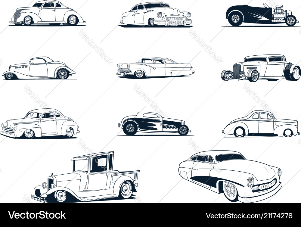 Vintage Car Collection Royalty Free Vector Image
