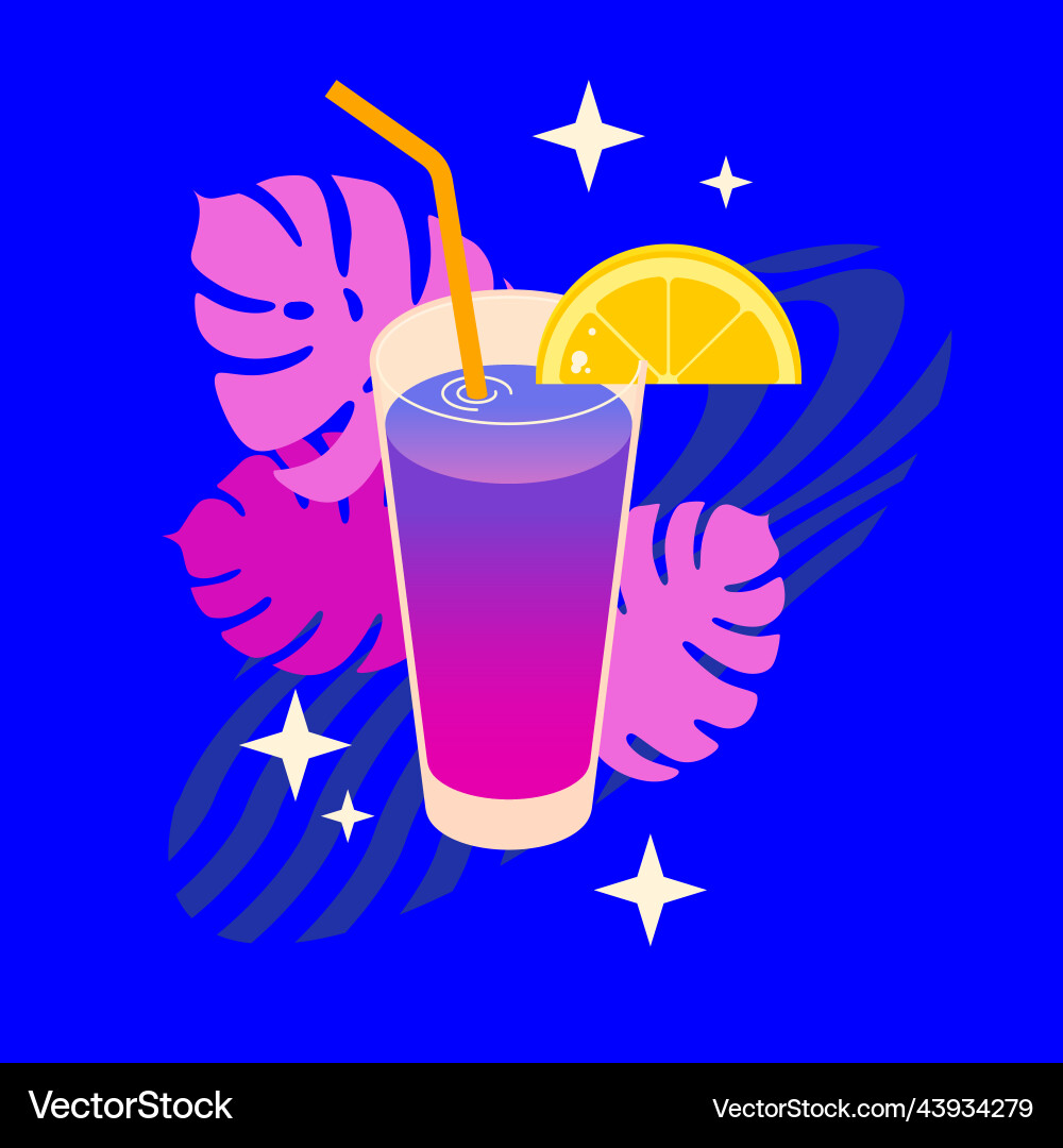 A bright summer poster advertises refreshing Vector Image
