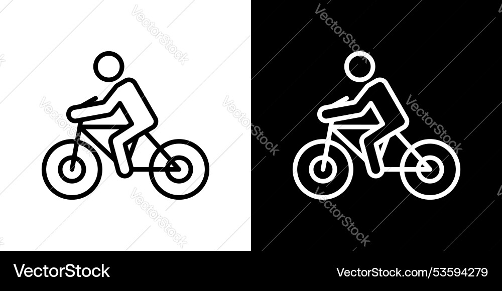 Bicycle rider thin line icon set Royalty Free Vector Image