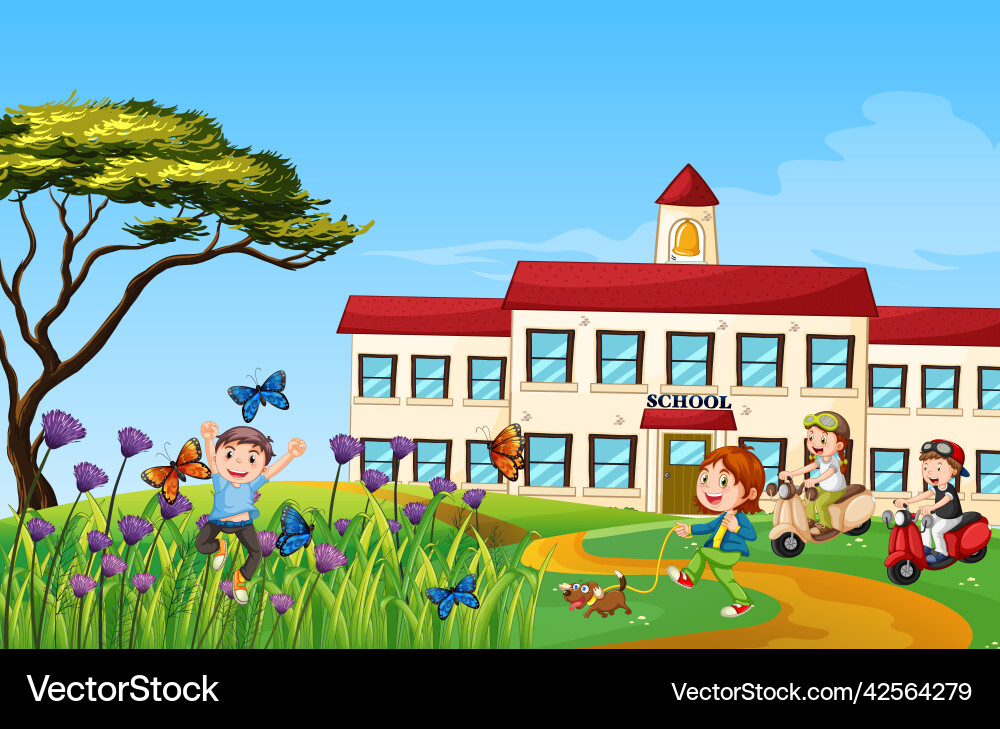 Children playing outdoor park Royalty Free Vector Image