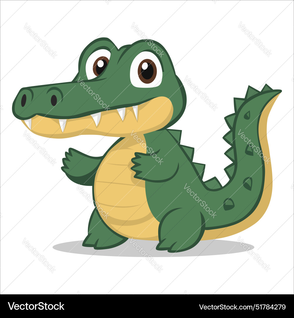 Cute editable cartoon alligator character Vector Image