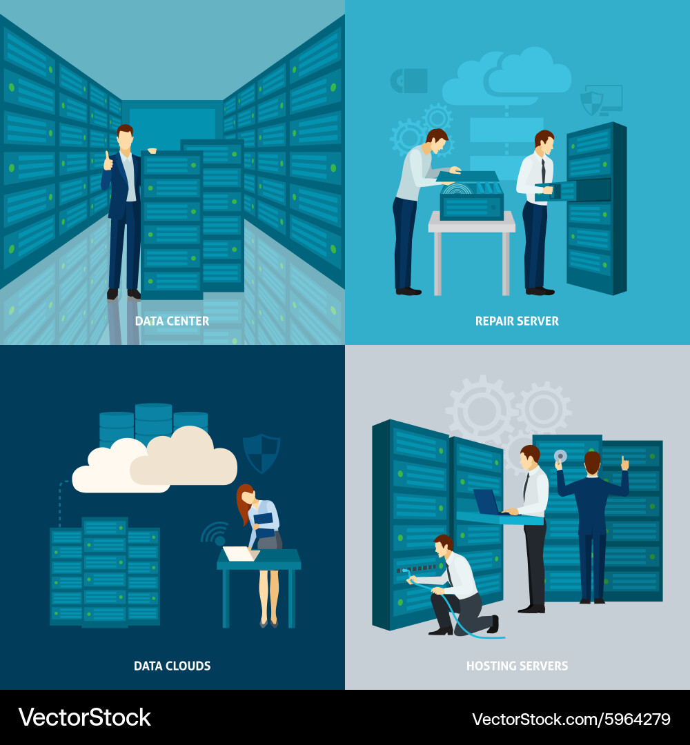 Data center set Royalty Free Vector Image - VectorStock