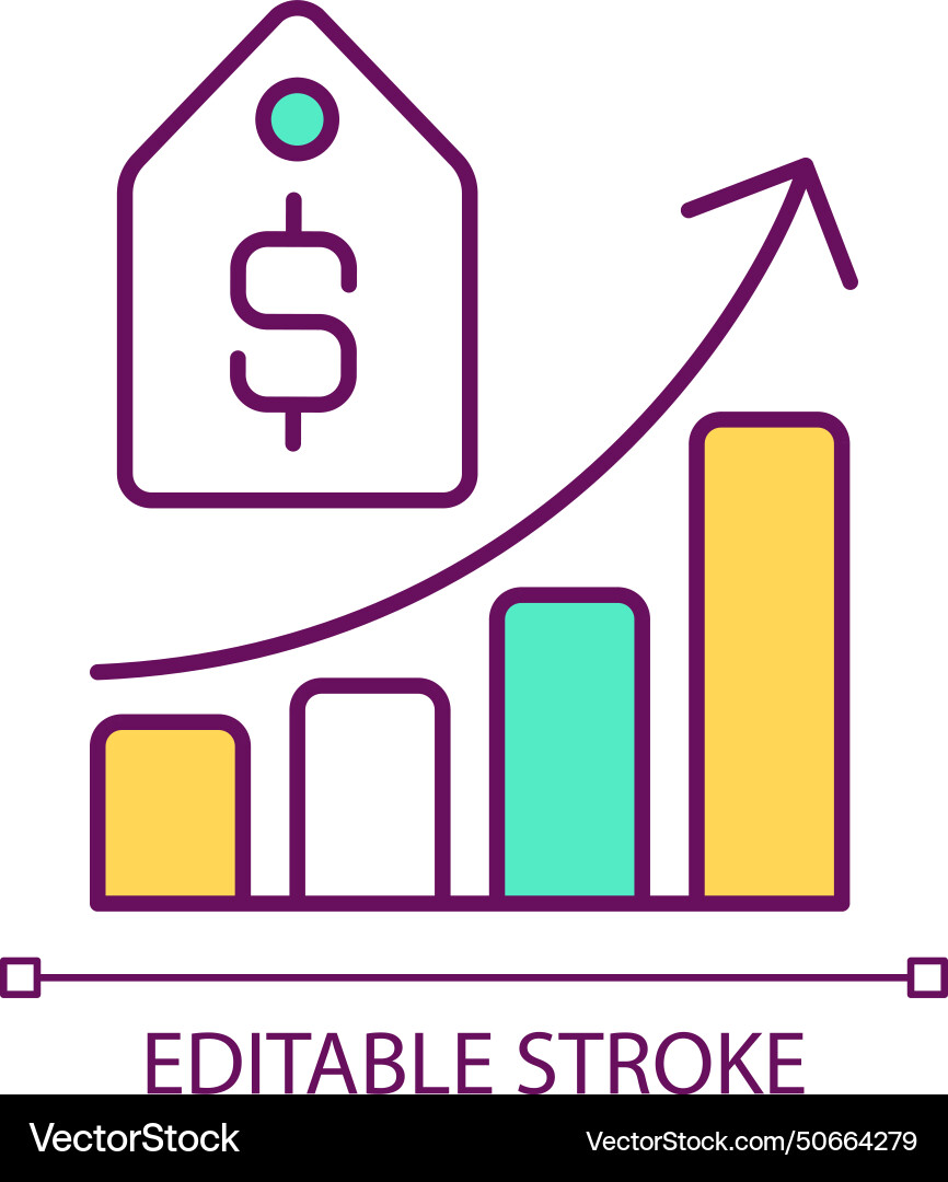 Demand curve rgb color icon Royalty Free Vector Image