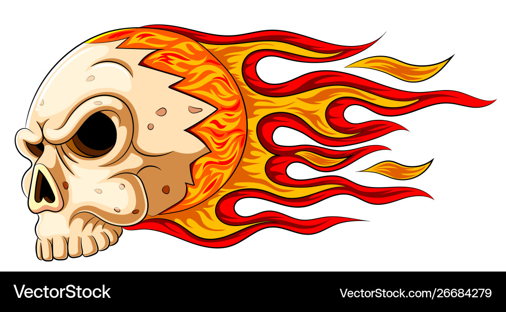 Flames skull horror evil burn hot Royalty Free Vector Image
