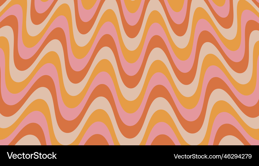 Groovy psychedelic wavy background in 70s style Vector Image