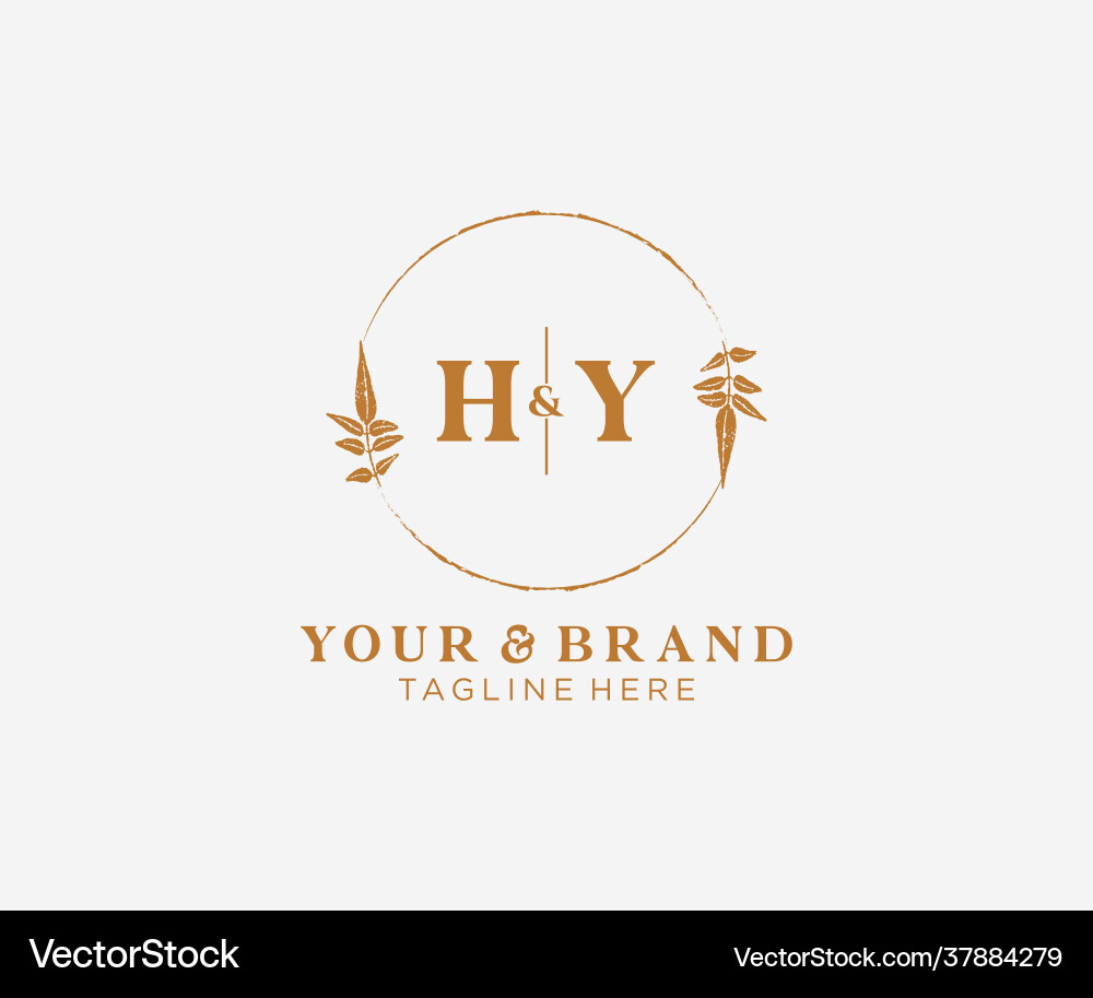 Initial hy letters floral frames botanical Vector Image