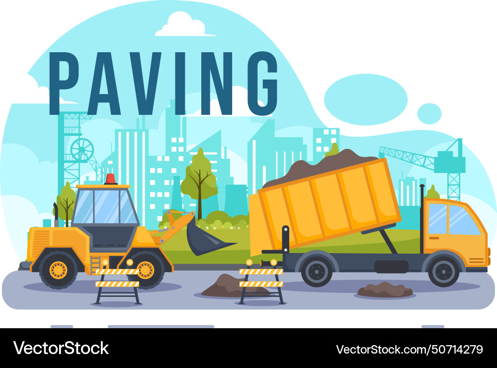 Paving with road construction and highway Vector Image