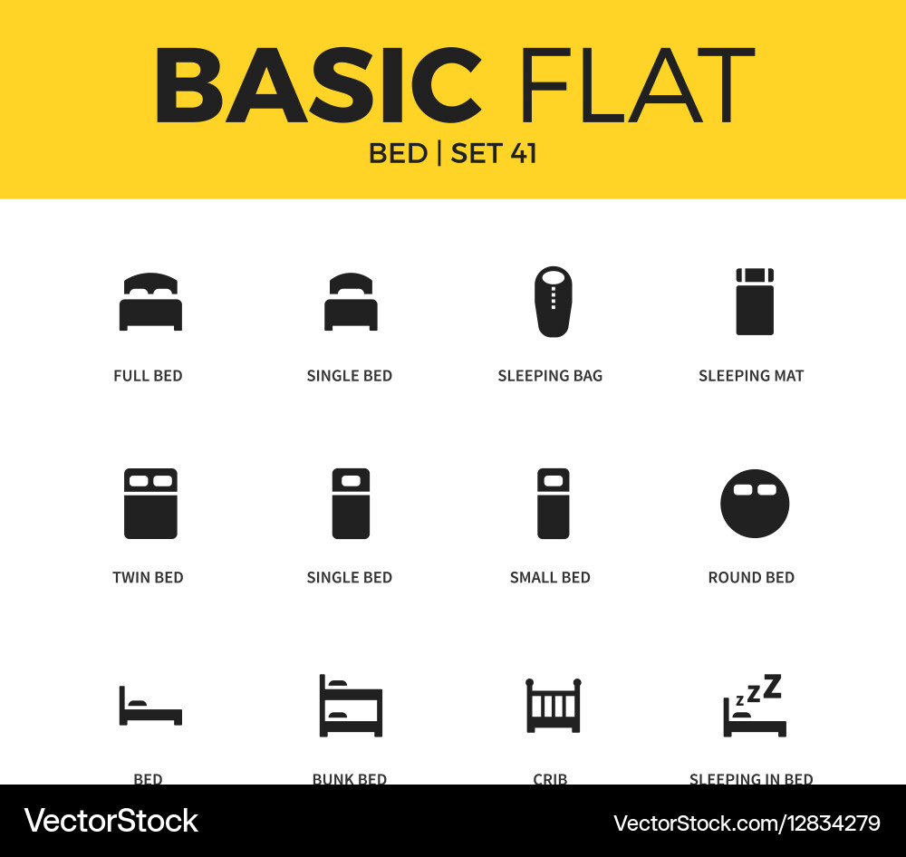 Single Bed Icon Collection Royalty Free Vector Image