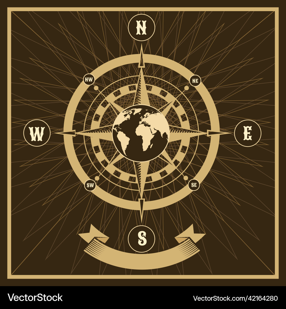 Aged nautical compass Royalty Free Vector Image