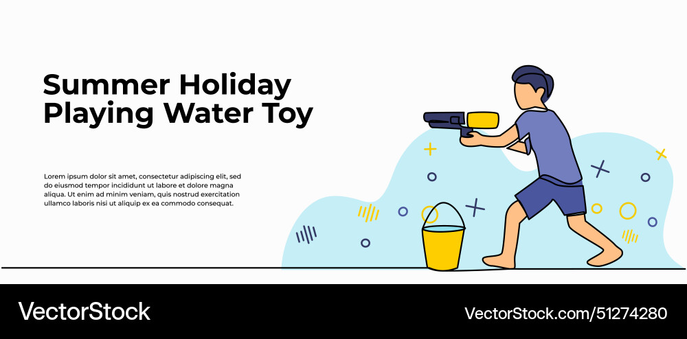 Boy playing water toy modern flat Royalty Free Vector Image