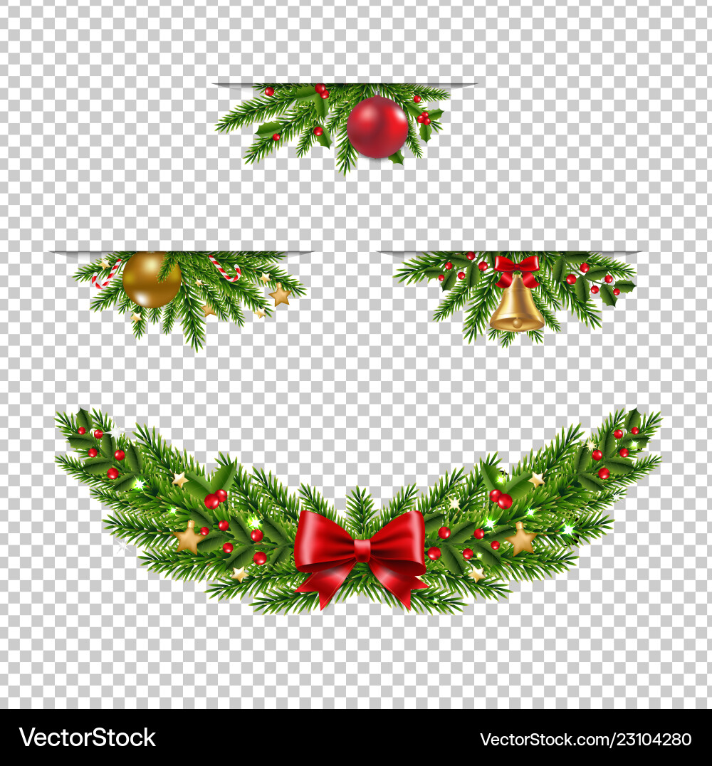 Christmas garland collection transparent Vector Image