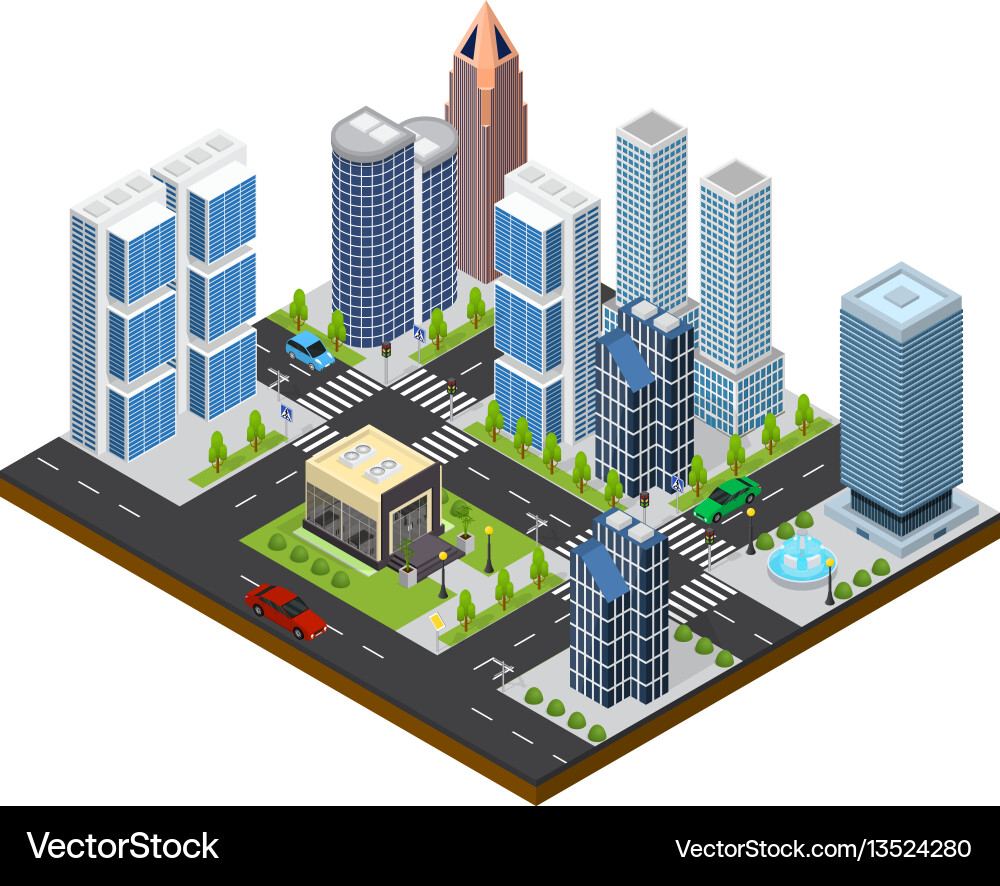 City landscape isometric view Royalty Free Vector Image