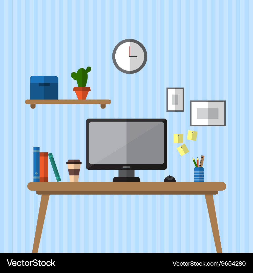 Creative office workspace Royalty Free Vector Image
