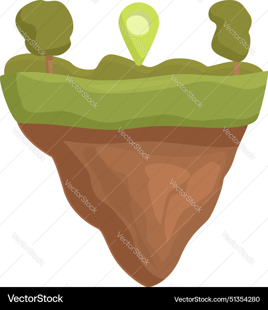 Floating island with map pin and trees Royalty Free Vector