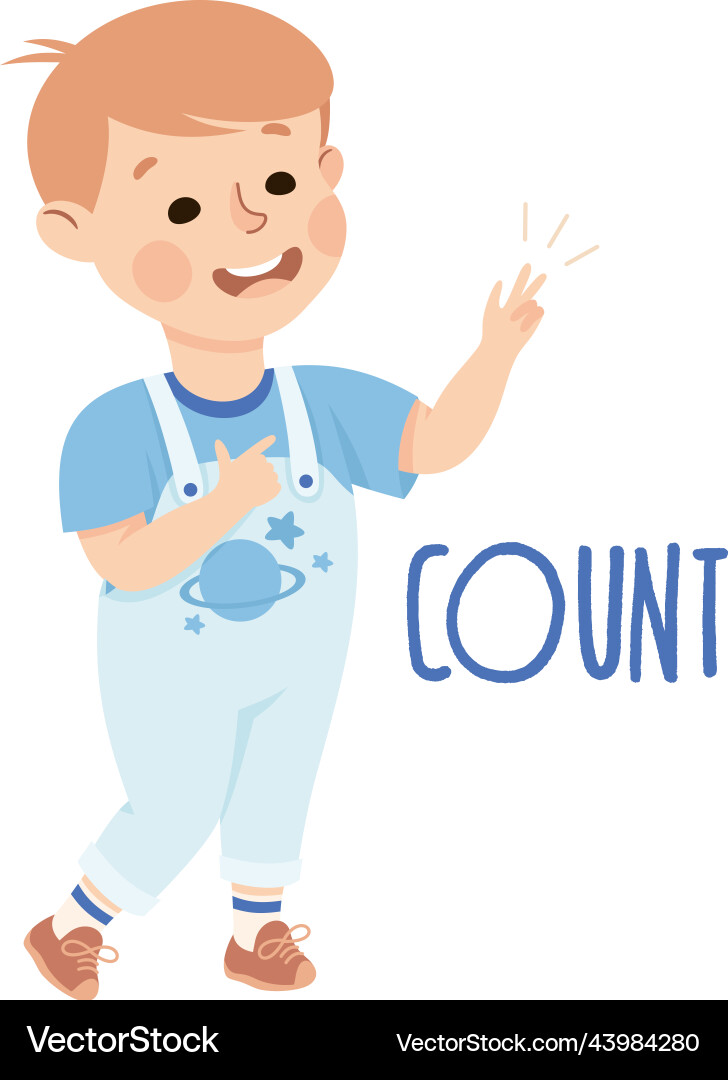 Little boy counting with fingers demonstrating Vector Image
