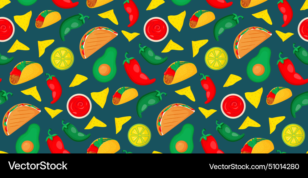 Mexican food seamless pattern cuisine poster Vector Image