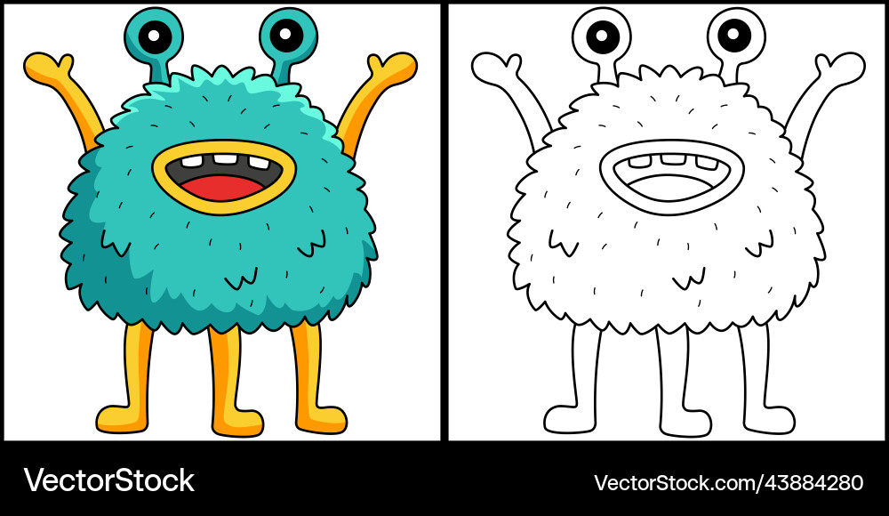 Talking monster coloring page colored Royalty Free Vector