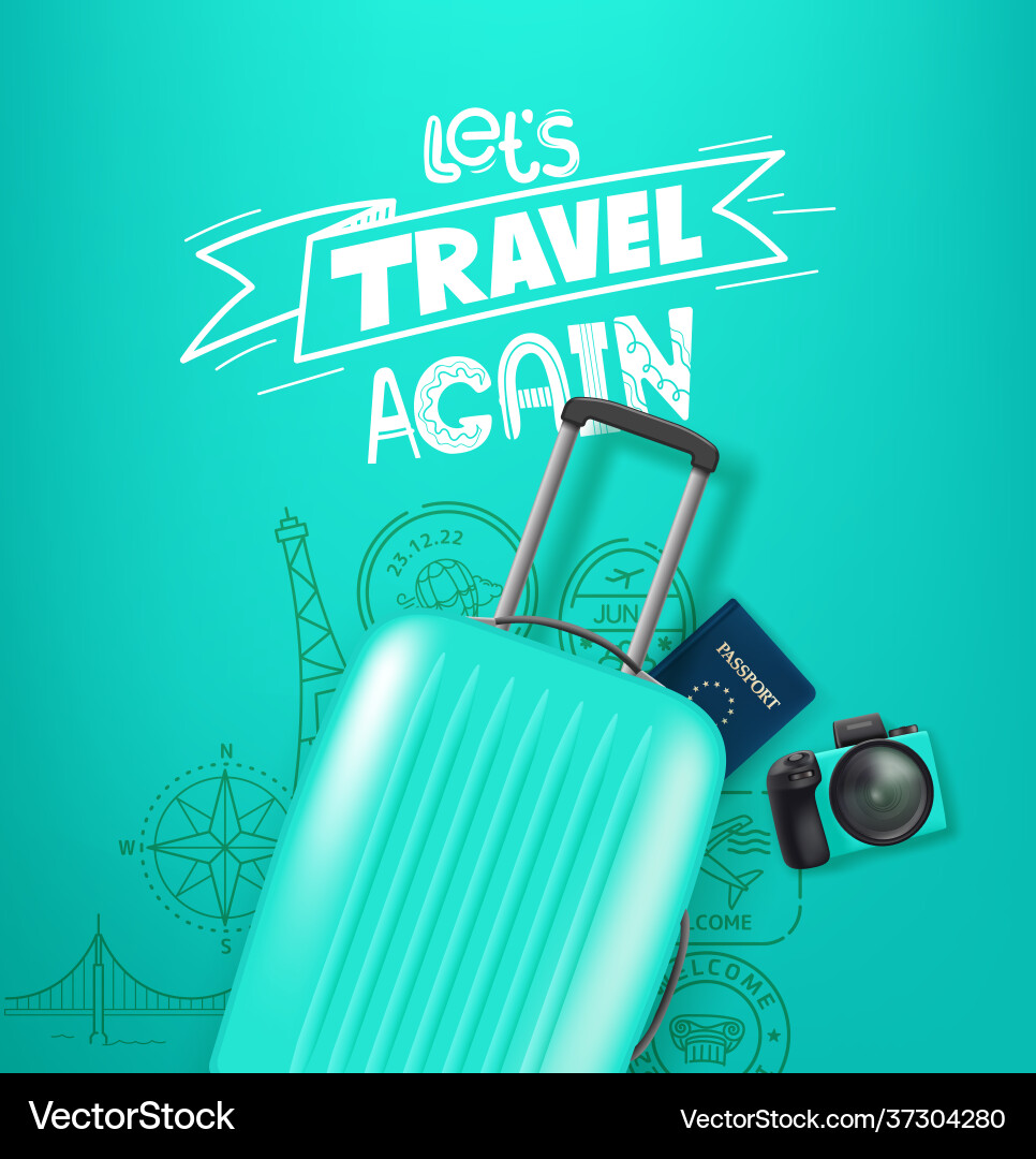 Travel with staff and logo Royalty Free Vector Image