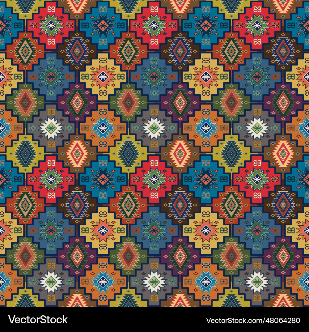 Turkish rug colorful pattern design Royalty Free Vector