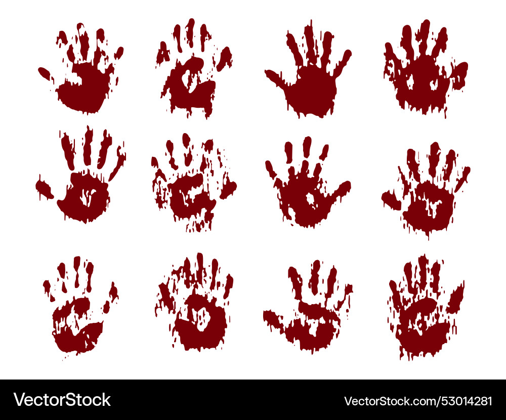 Blood horror hands set scary bloody handprints Vector Image