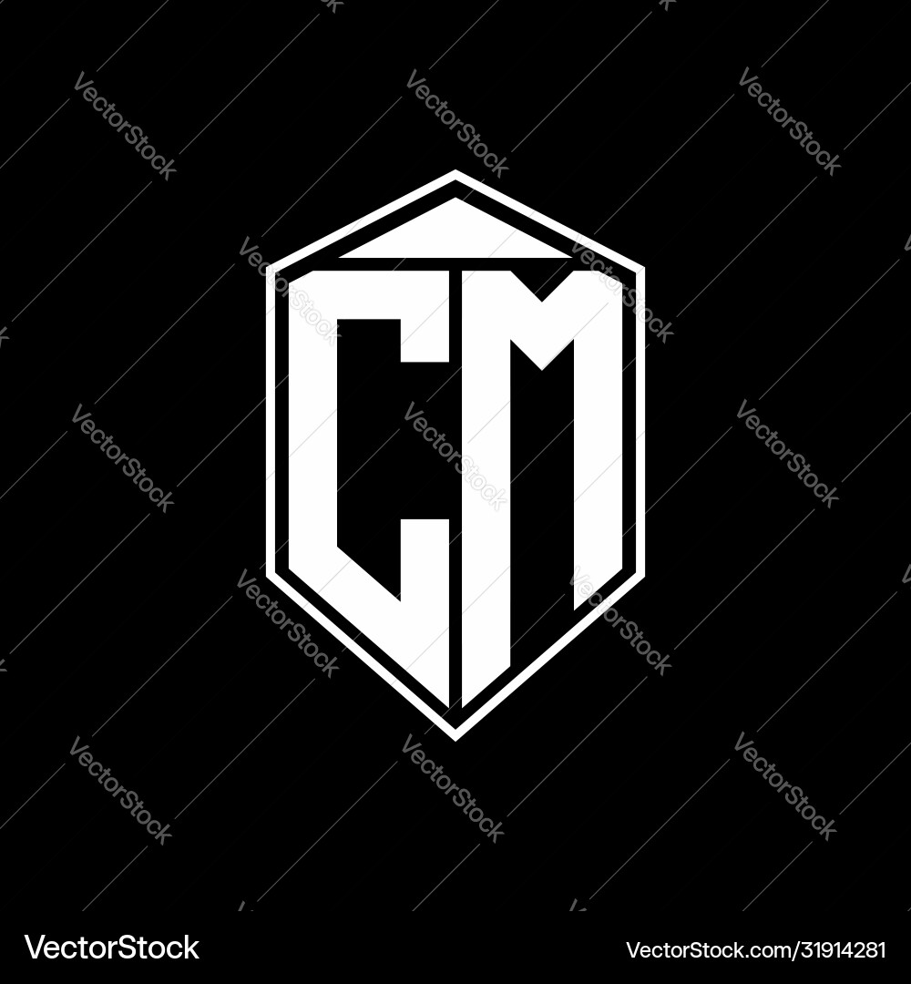 Cm logo monogram with emblem shape combination Vector Image