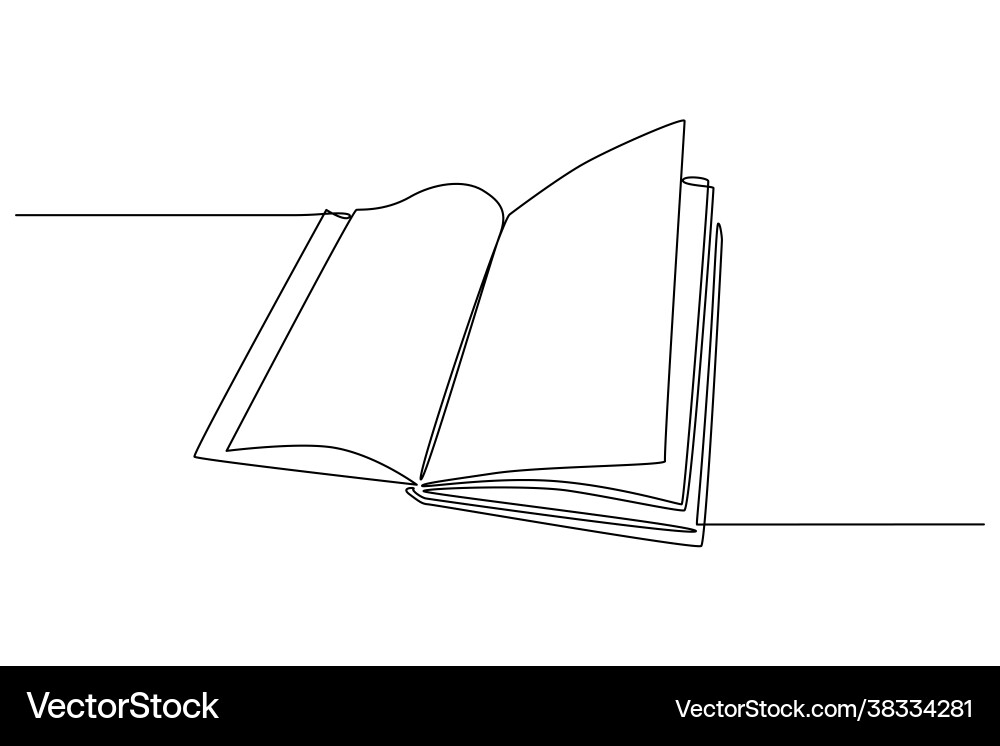 Kontinuierliches Einzeichnen geöffnetes Buch mit Seiten