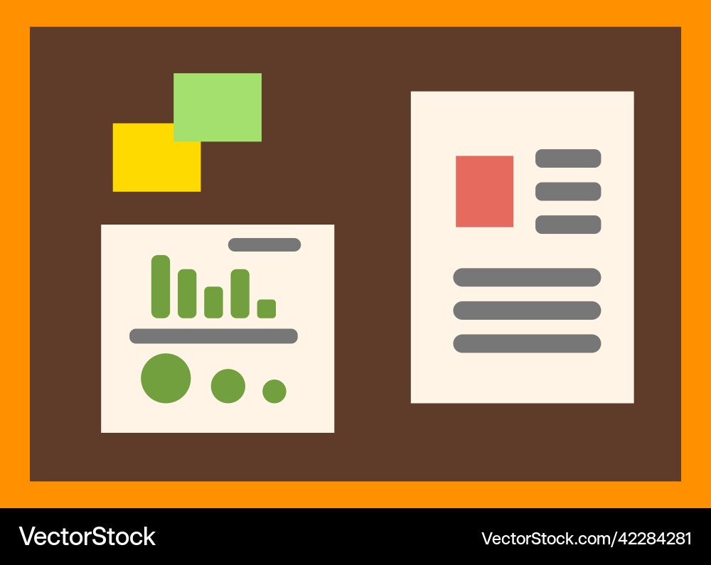 Corkboard icon bulletin board with pinned papers Vector Image