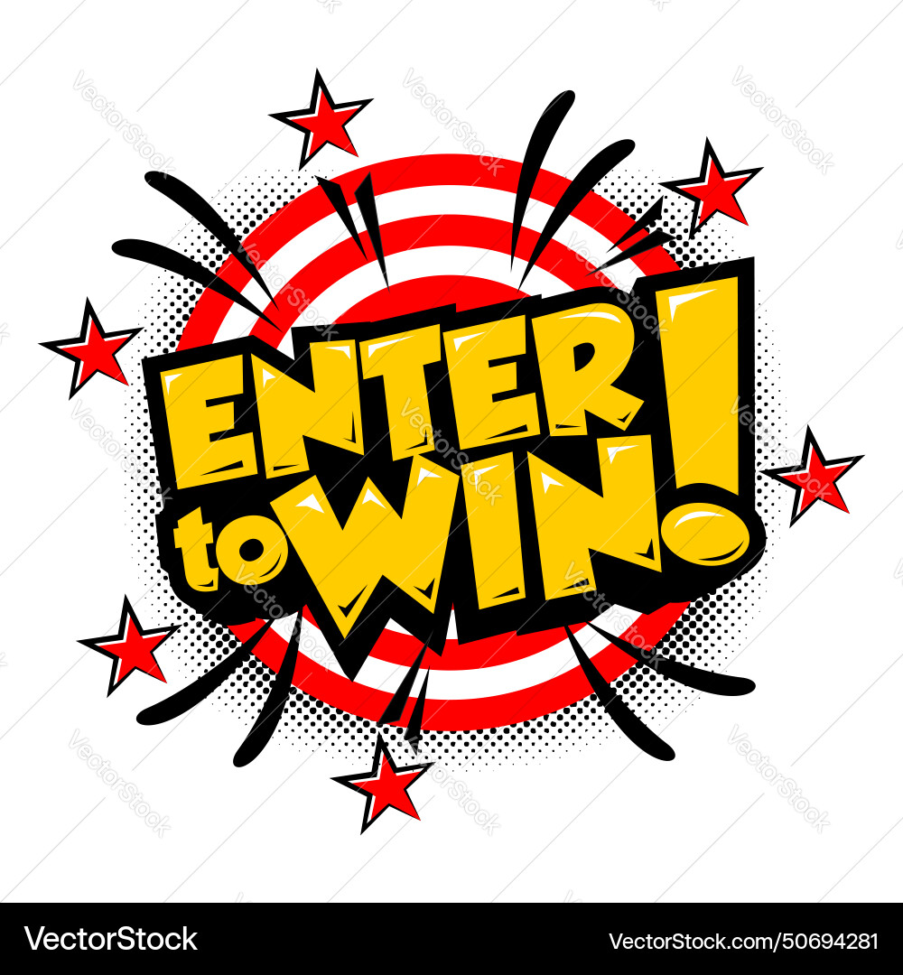Enter to win on round target Royalty Free Vector Image