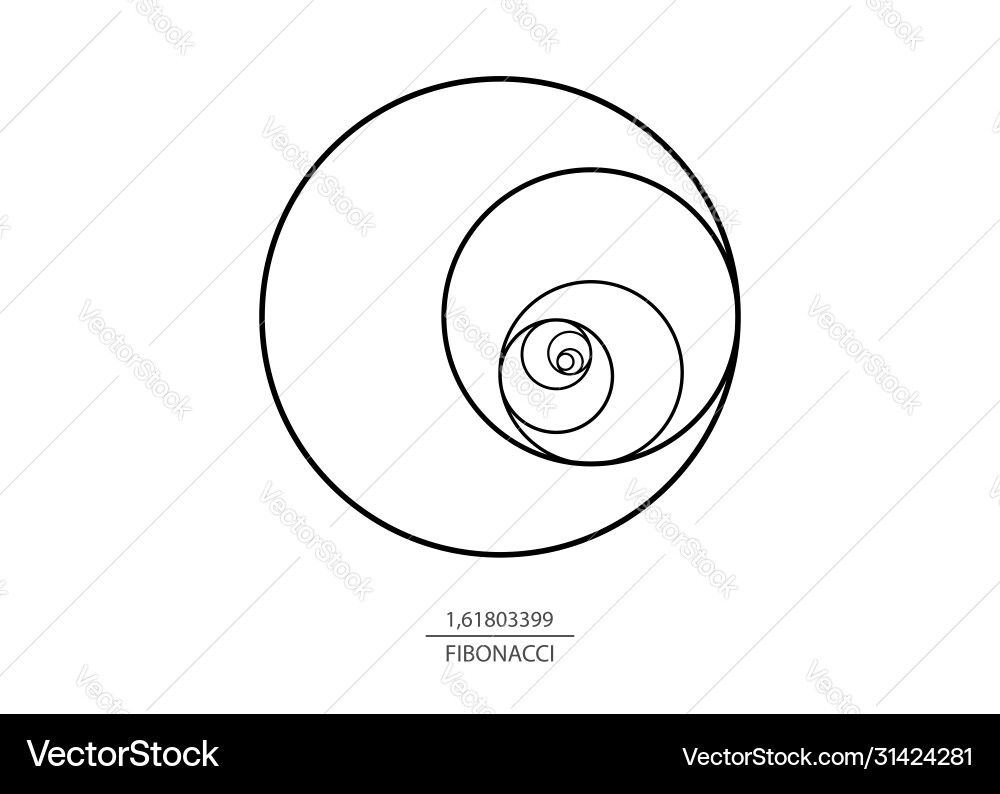Fibonacci sequence circle golden ratio logo icon Vector Image