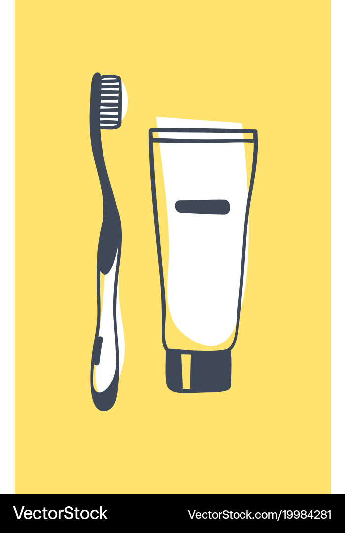 Hand drawn teeth paste and brush Royalty Free Vector Image