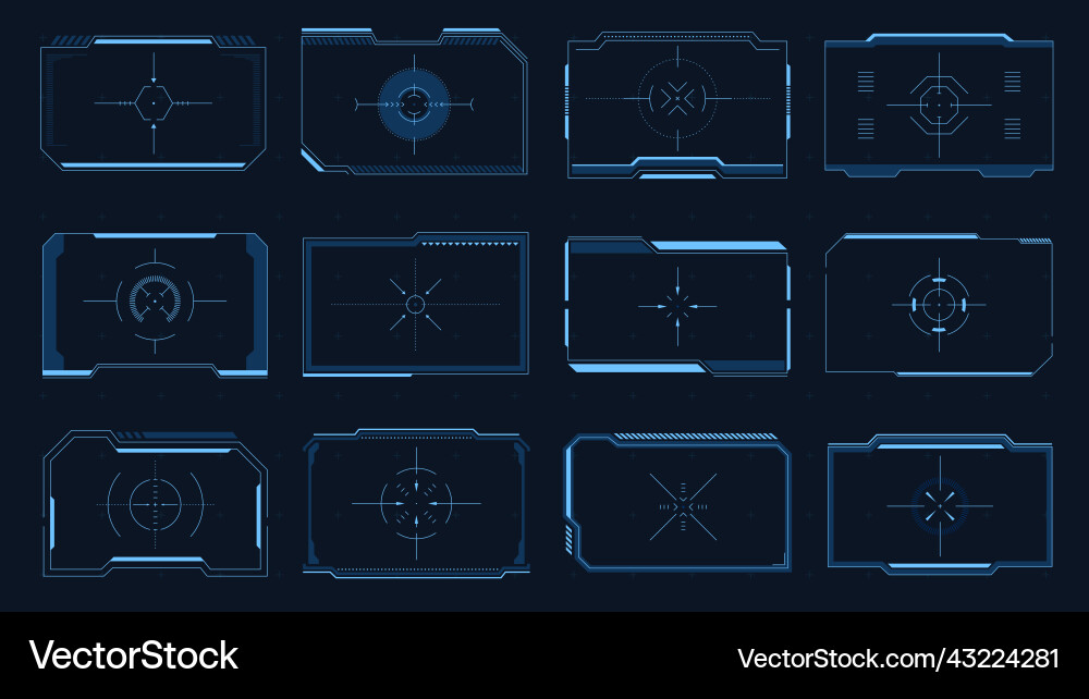 Hud frame sci-fi game screen interface element Vector Image