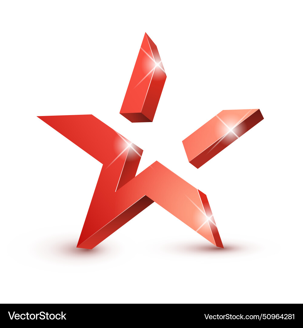 Red 3d star with golden highlights Royalty Free Vector Image