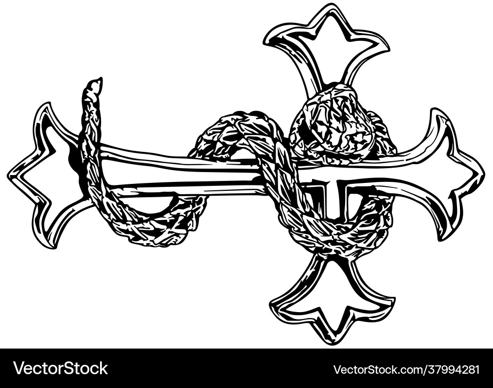 Religious cross with snake Royalty Free Vector Image