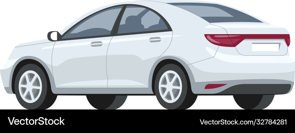 Silver car semi flat rgb color Royalty Free Vector Image