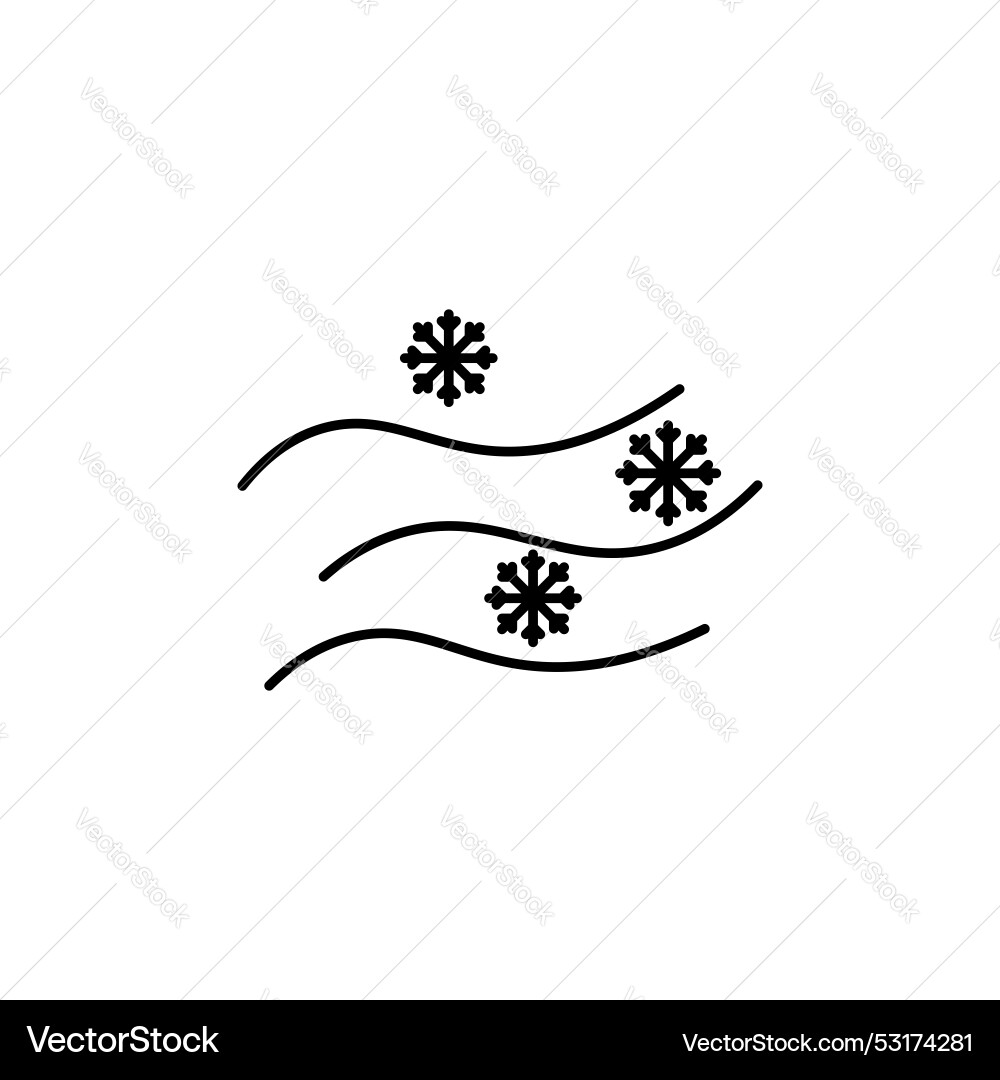 Snow blowing icon set snowflake cold breeze Vector Image