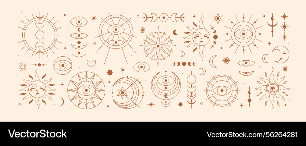Sun moon lunar elements orbits astrology Vector Image