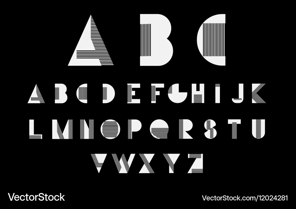 White alphabetic font Royalty Free Vector Image