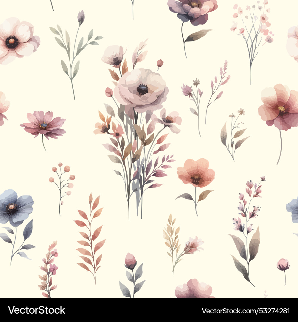 Wildflower Botanical Pattern Royalty Free Vector Image