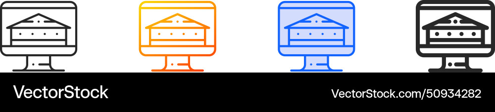 Banking iconthin linear gradient blue stroke Vector Image