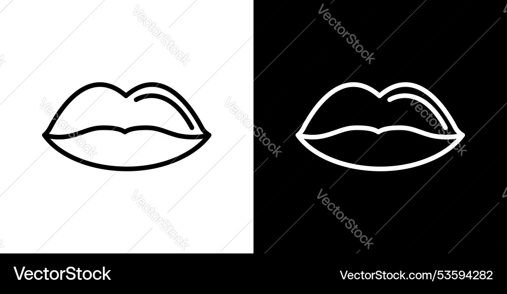 Big lips thin line icon set Royalty Free Vector Image