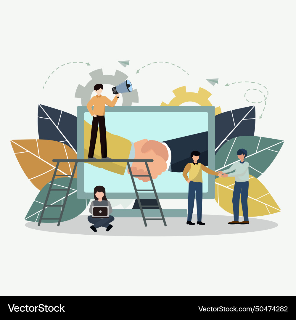 Business collaboration flat design Royalty Free Vector Image
