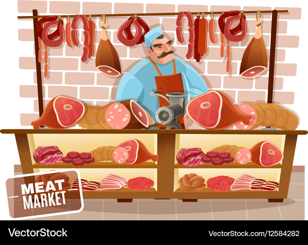 Butcher cartoon Royalty Free Vector Image - VectorStock